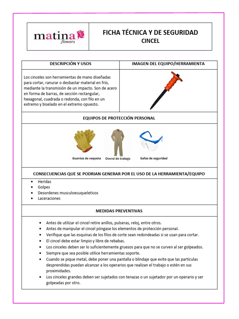 Ficha Técnica Cincel | PDF