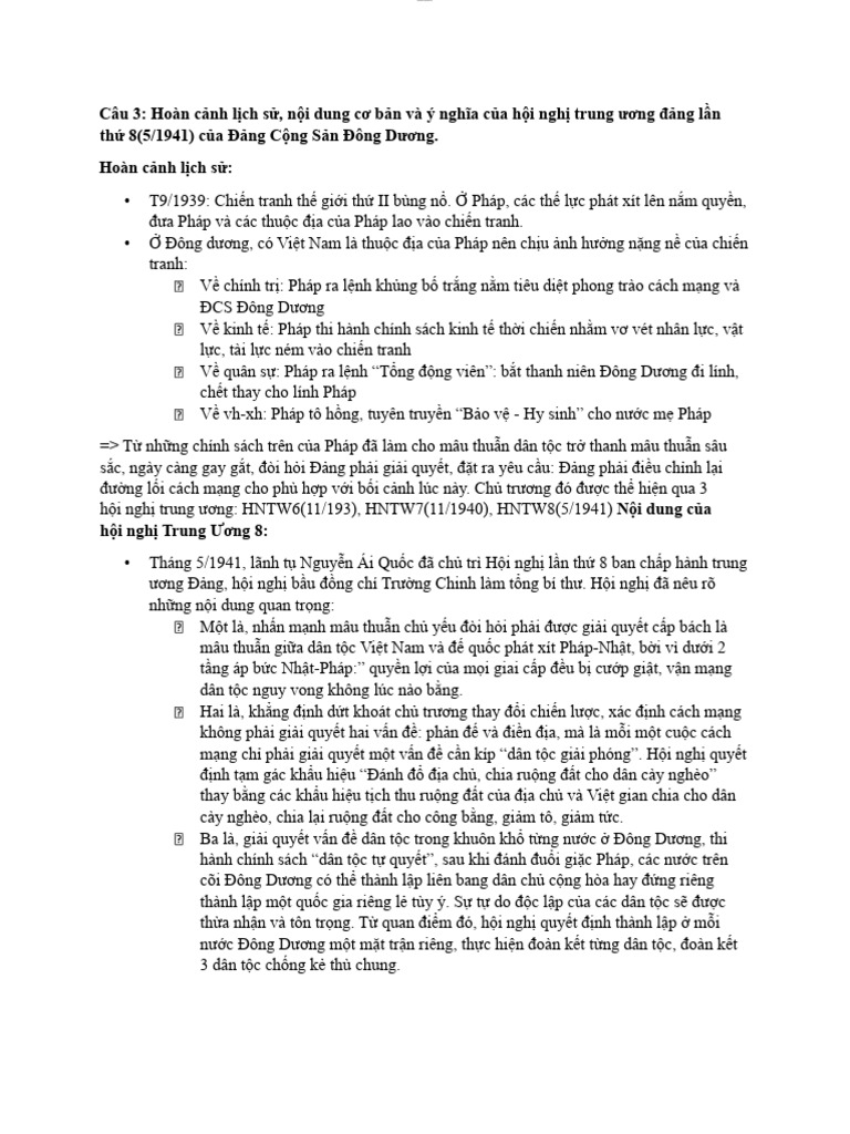 Cau Hoi On Tap Va Dap An Mon Lich Su Dang Cong San Viet Nam Lich Su Da 116179 | PDF