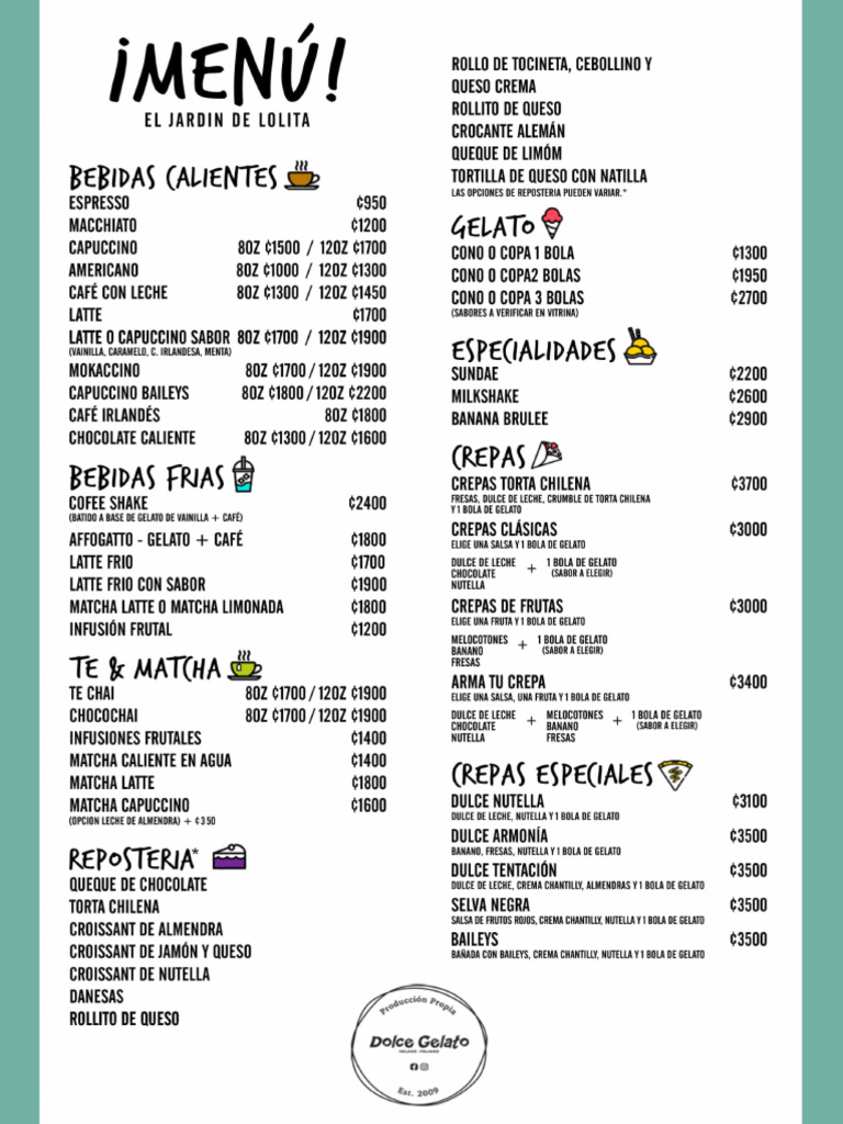 menu dolce gelato | PDF