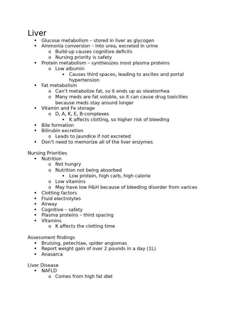 Nursing Lecture Liver Notes | PDF | Medical Specialties | Diseases And ...
