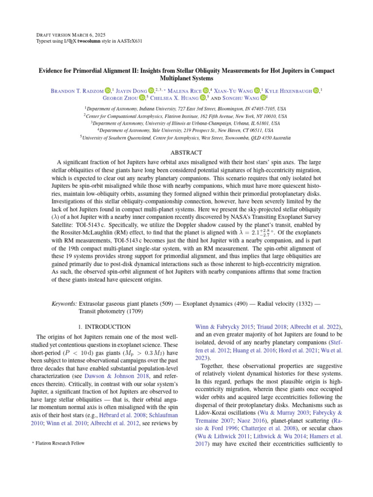 Evidence For Primordial Alignment II: Insights From Stellar Obliquity ...