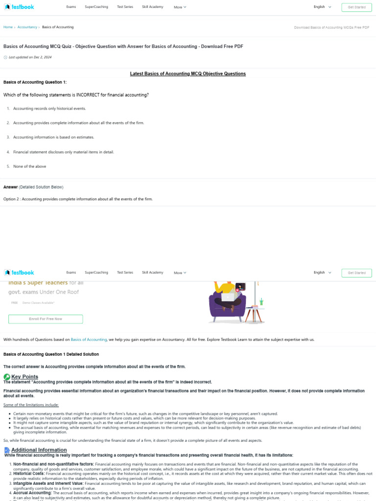 Basics of Accounting MCQ (Free PDF) - Objective Question Answer For ...