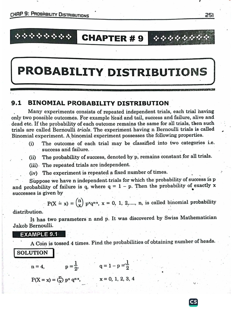 BS Stats Ch9 Probability Distributions | PDF