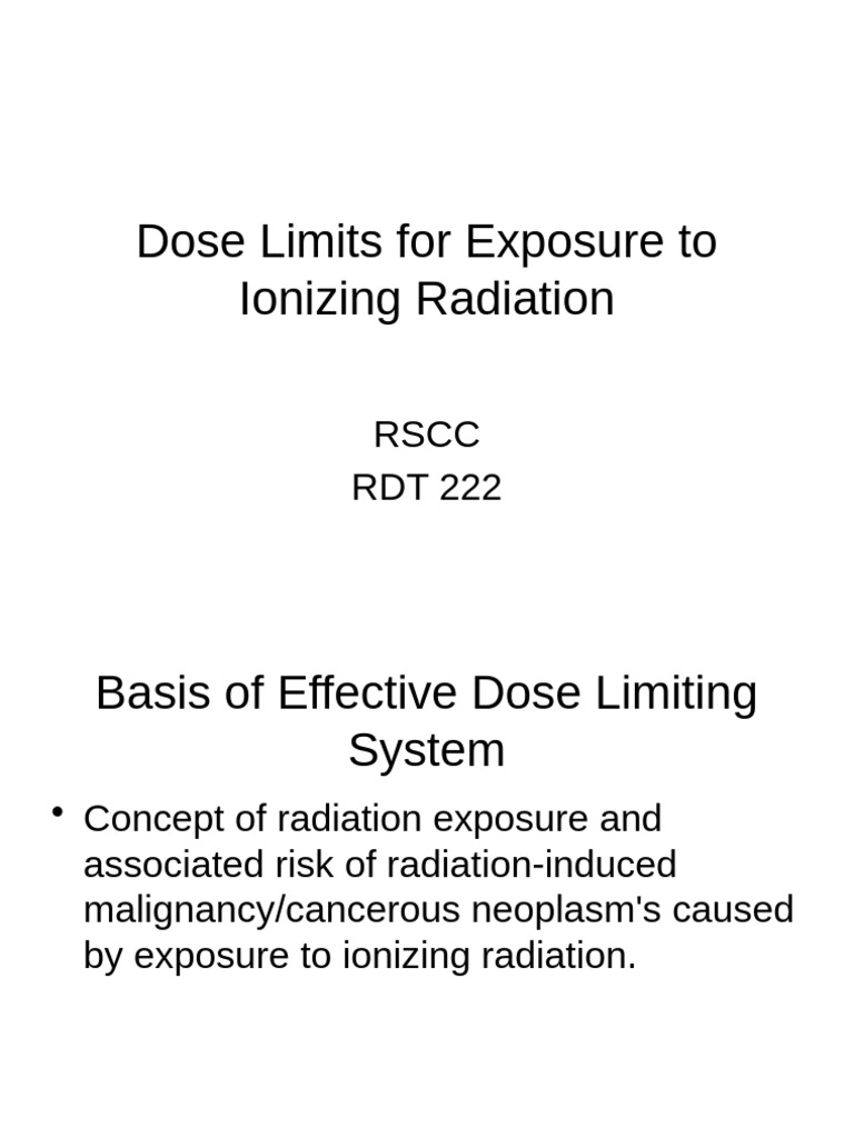 Chapter 10 - Dose Limits For Exposure To Ionizing Radiation | PDF | Ionizing Radiation ...