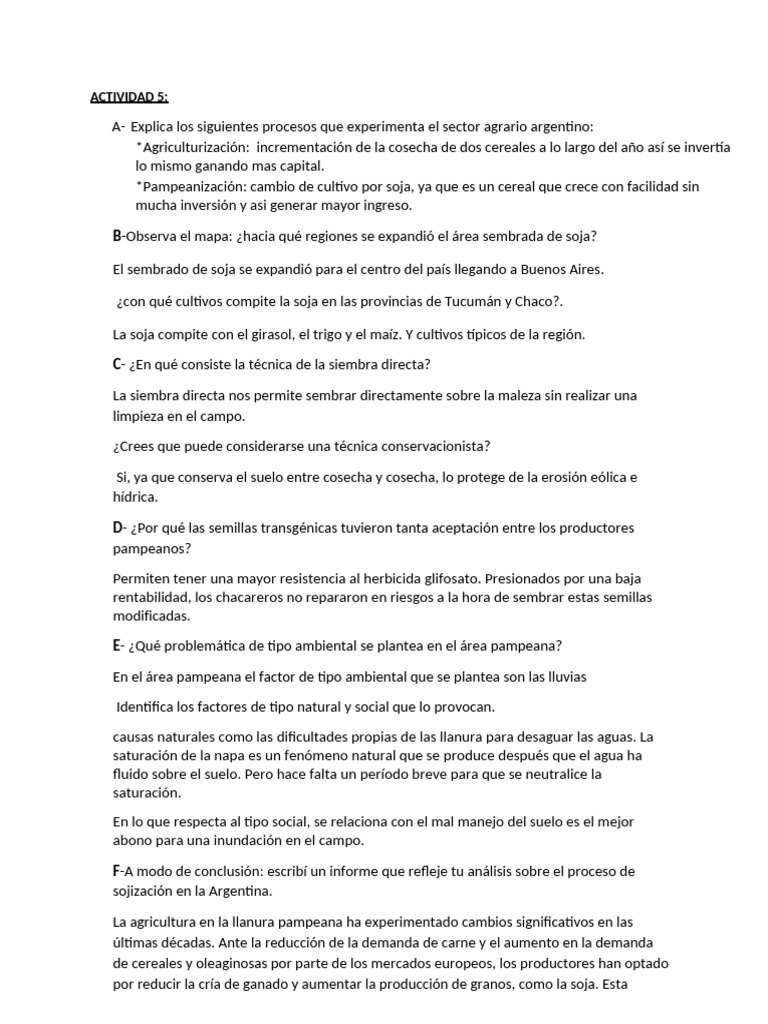 Actividad 5 | PDF | Agricultura | Entorno natural
