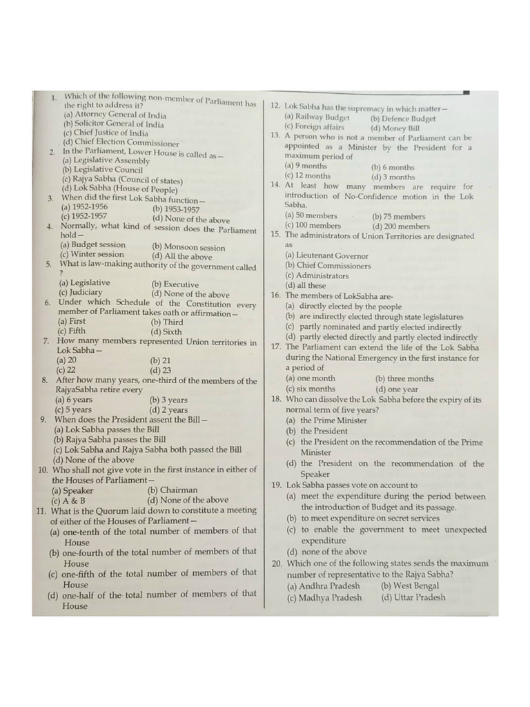 Indian Polity Mcq 4 | PDF