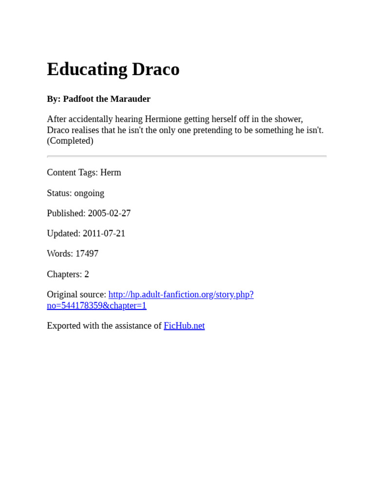 Educating Draco by Padfoot The Marauder-Fwmdfyim | PDF