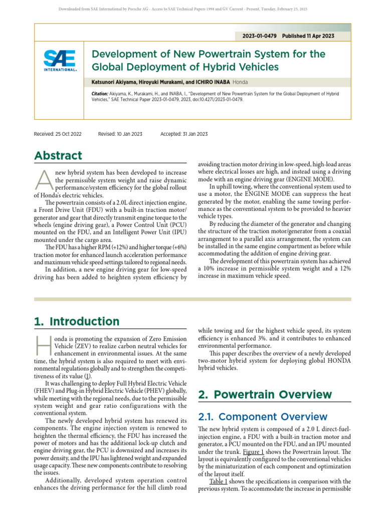 New Hybrid Powertrain System Development | PDF | Hybrid Vehicle | Engines