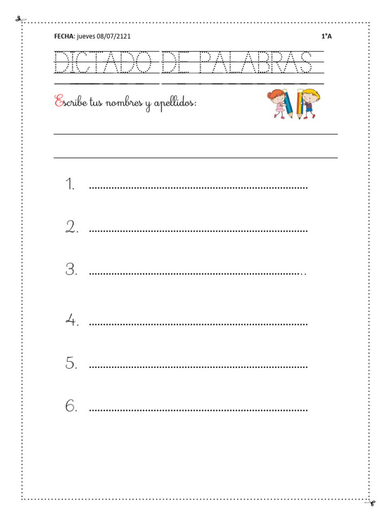 Dictado de Palabras 1°a-08-07 | PDF