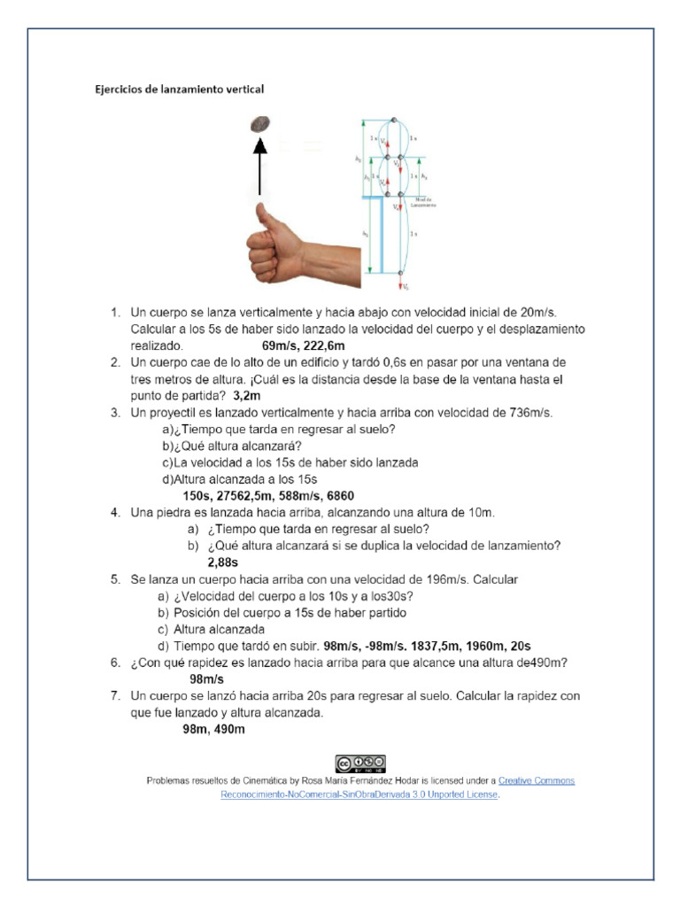 Ejercicios de Lanzamiento Vertical 1. Un Cuerpo Se Lanza | PDF