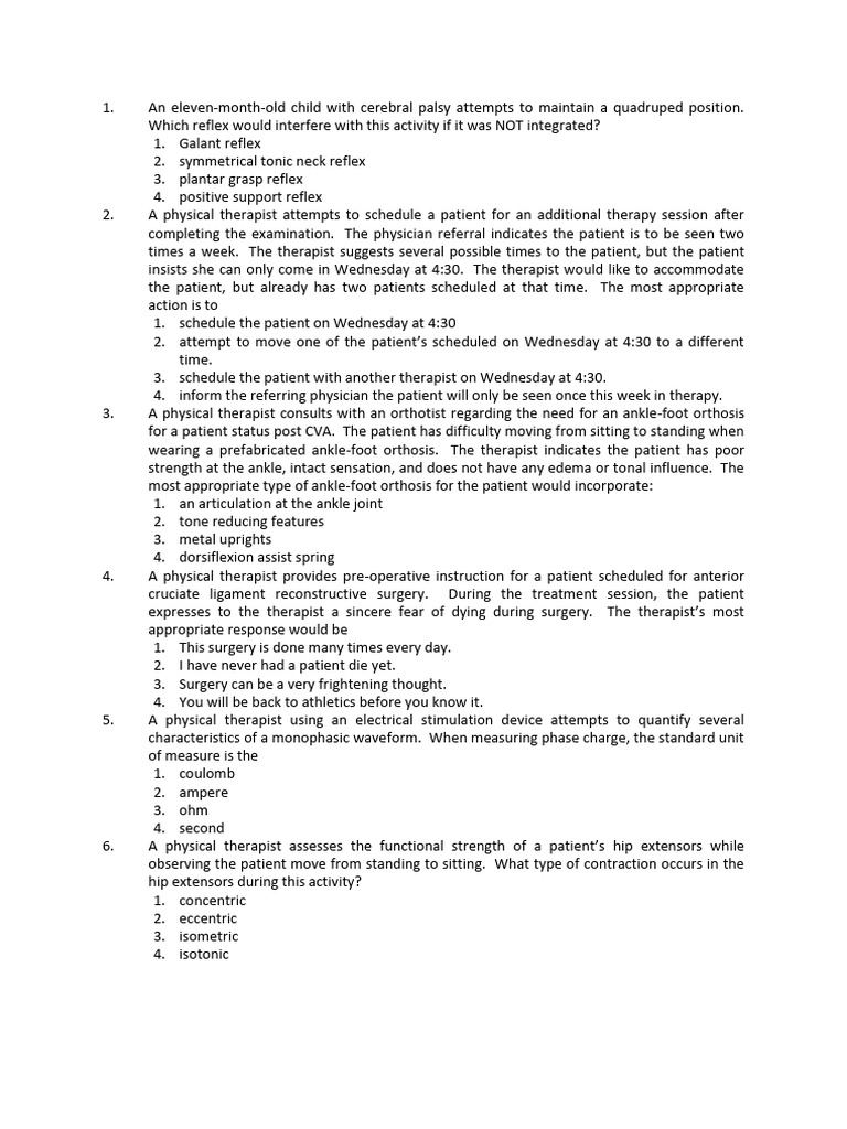 MCQ 2 1 | PDF | Physical Therapy | Knee