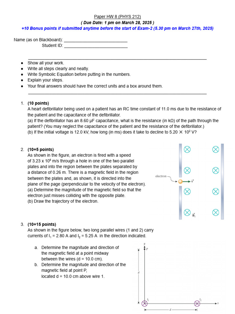 Paper HW 8 | PDF | Magnetic Field | Wire