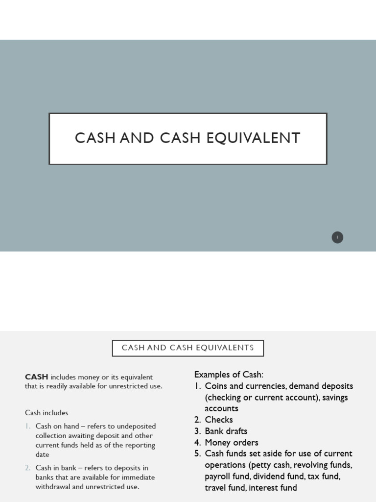 CASH AND CASH EQUIVALENT lecture | PDF | Cash | Cash And Cash Equivalents