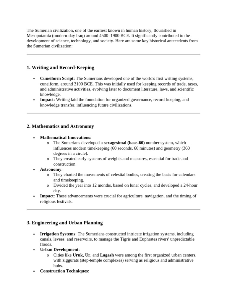 The Sumerian Civilization | PDF | Sumer | Mesopotamia