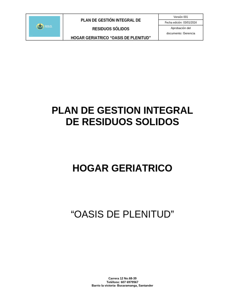 Plan de Gestion Integral de Residuos Solidos | PDF | Residuos