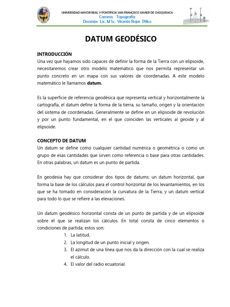 Datum Geodesico - vrp2020 | PDF | Geodesia | Latitud