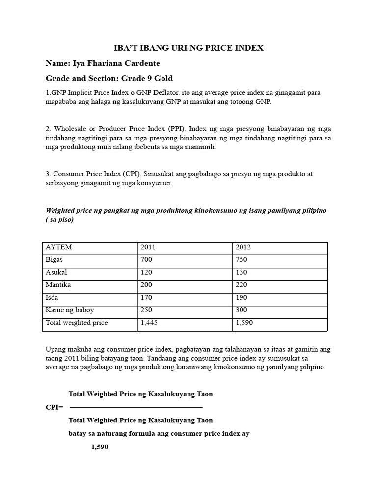 Iba't Ibang Uri NG Price Index | PDF