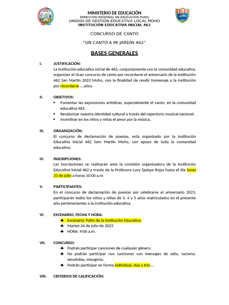 Bases Canto | PDF