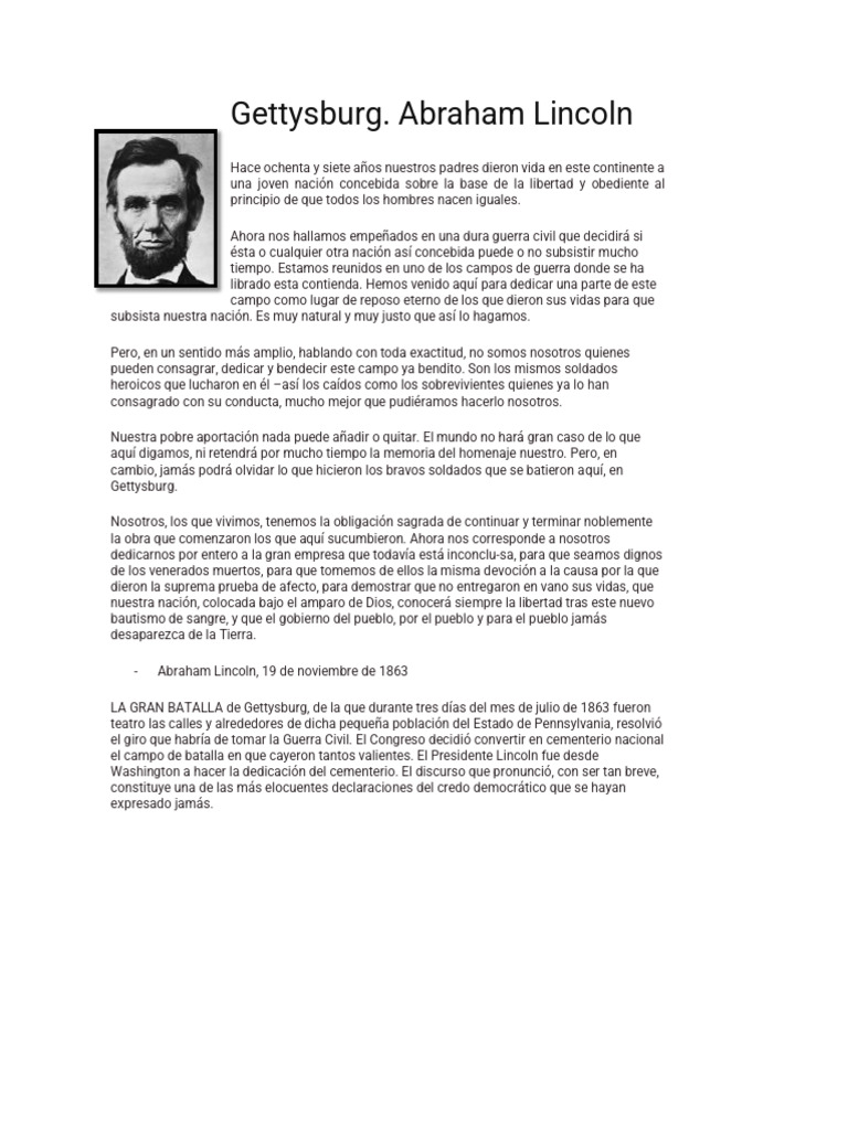 Gettysburg. Abraham Lincoln | PDF