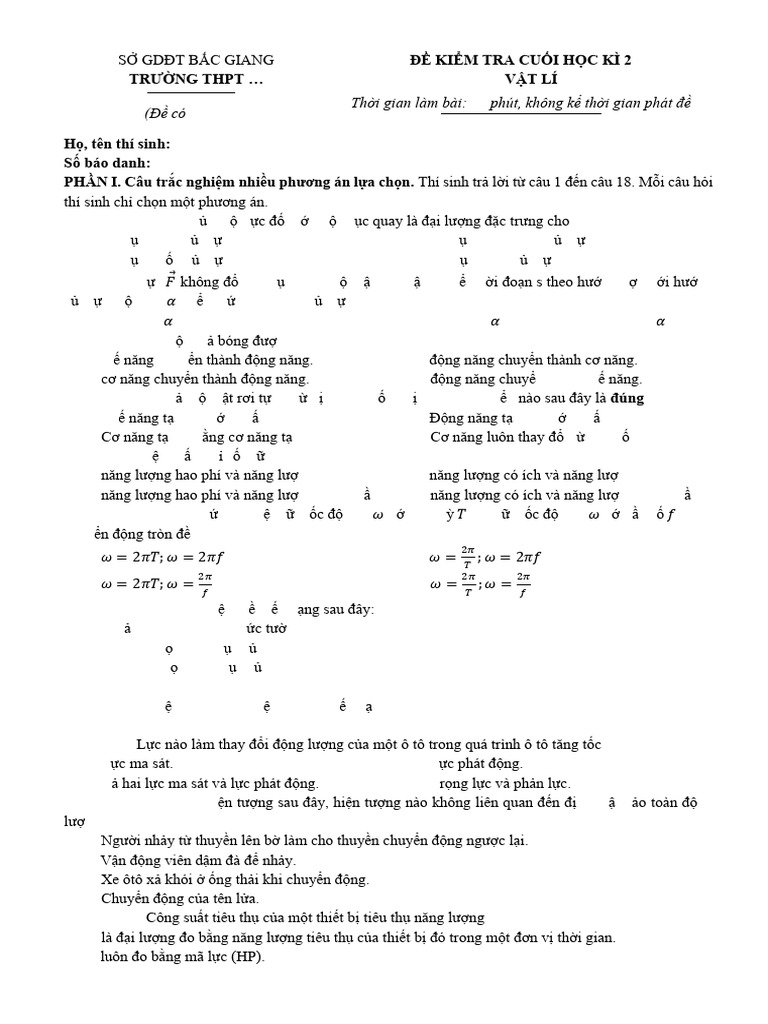 Lý 10 - Ôn tập KTTX mẫu mới | PDF