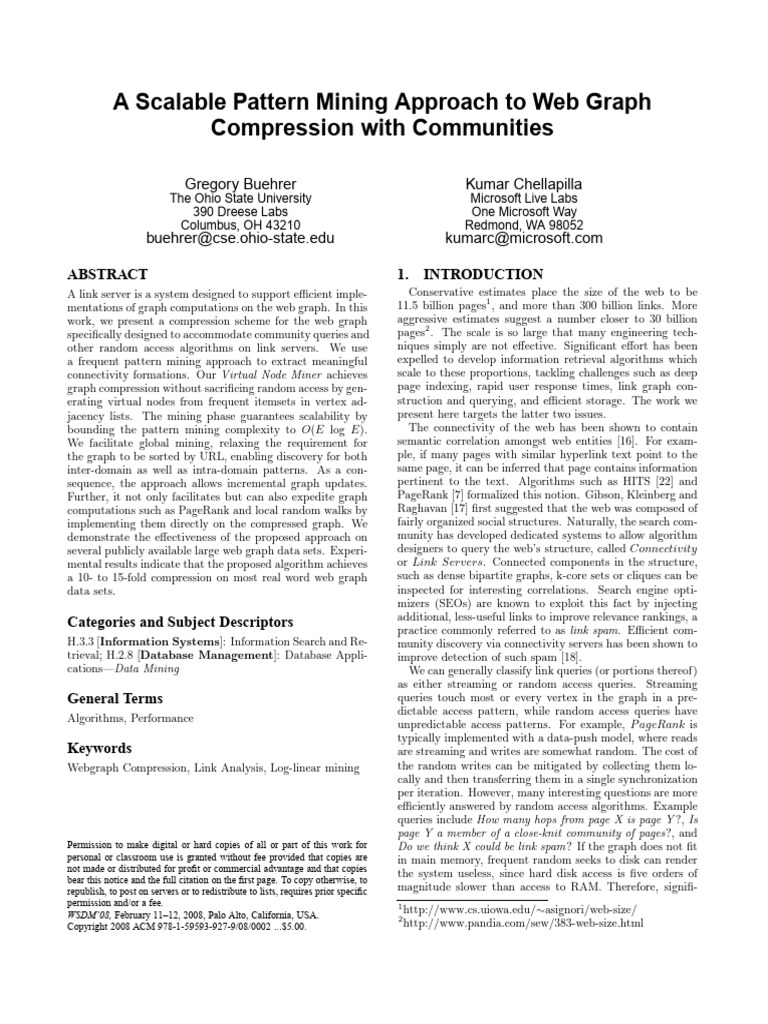 Buehrer and Chellapilla - 2008 - A Scalable Pattern Mining Approach To Web Graph Compression ...