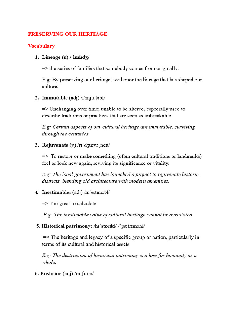 Preserving Our Heritage | PDF | Cultural Heritage