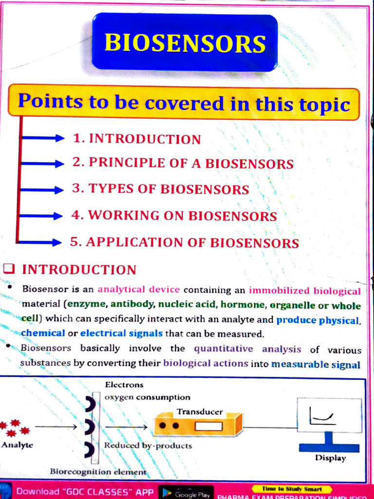 Biotechnology Unit 1 Biosensors | PDF | Biosensor