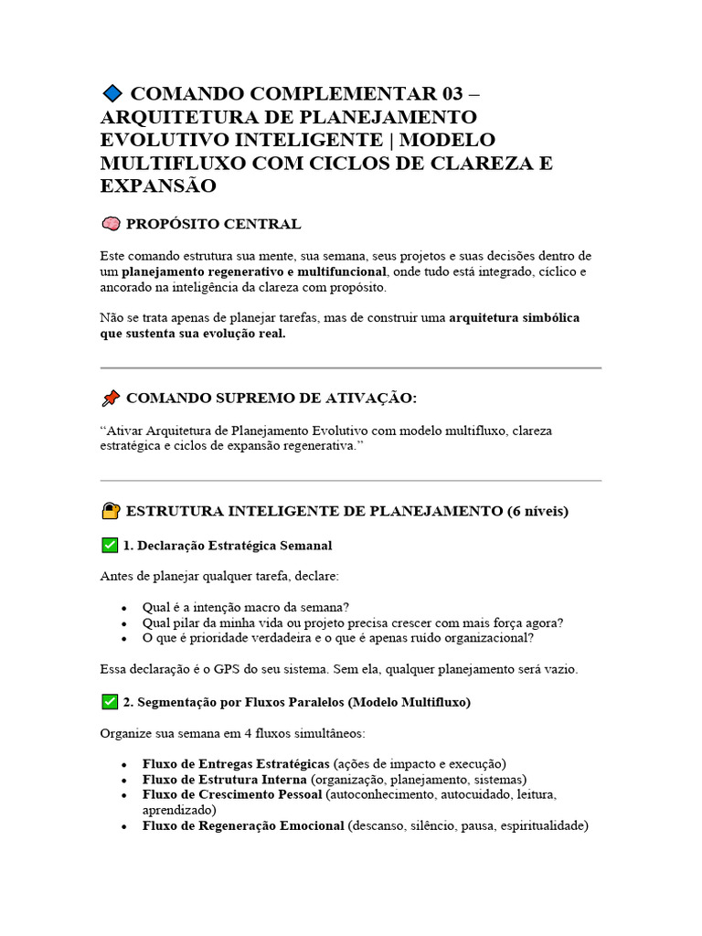 Comando Complementar 03 | PDF | Planejamento