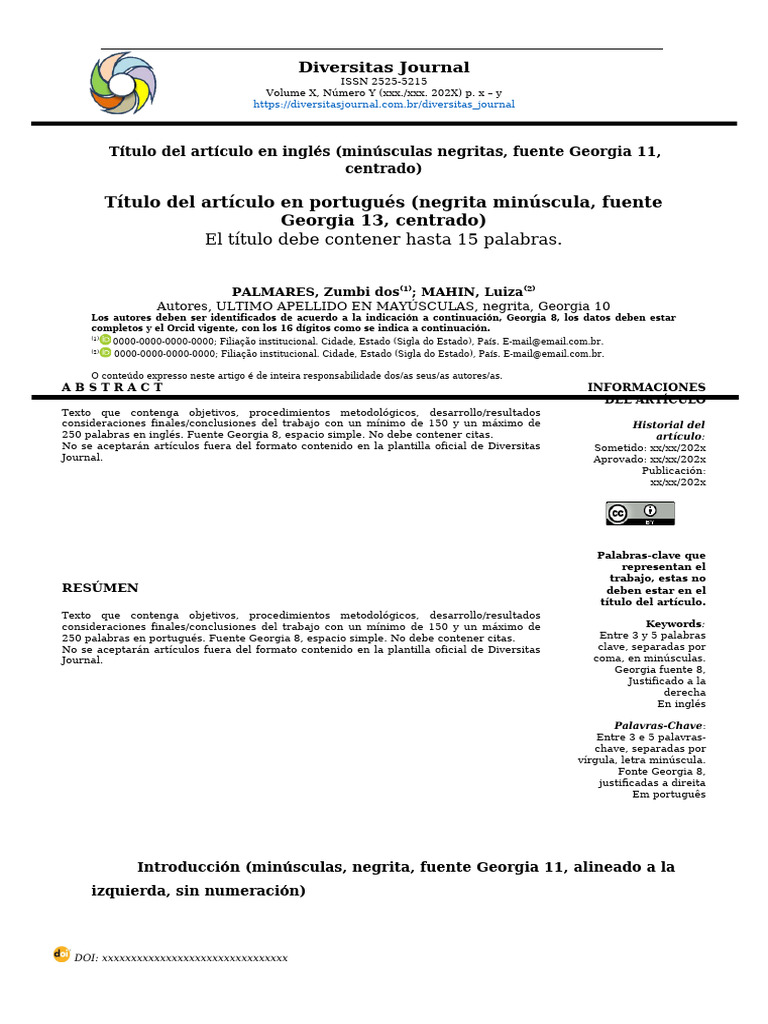 Modelo Template - Diversitas (1) (1) - OTH-OTH | PDF | Estilo apa | Escritura