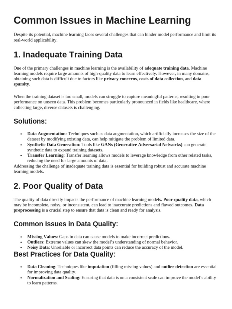 Common Issues in Machine Learning | PDF | Machine Learning | Cross ...