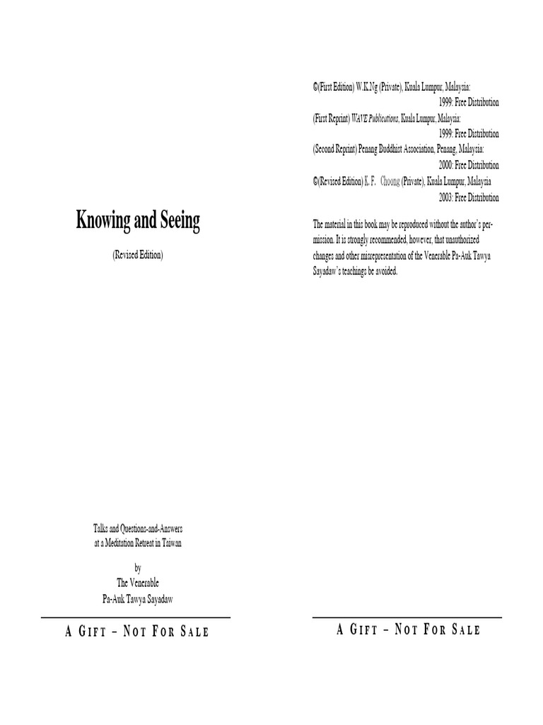 Knowing Seeing rv2003 | PDF | Bodhisattva | Buddhist Practices