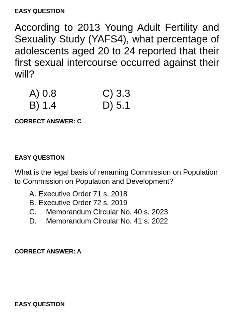 Population Quiz Bee Reviewer 2023 | PDF