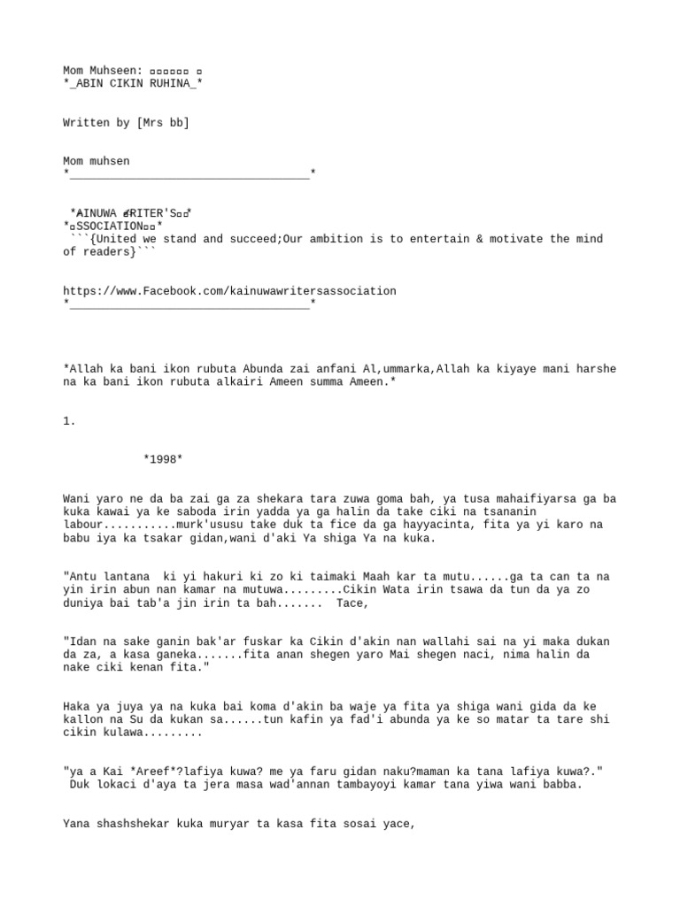 Abin Cikin Ruhina by Miss BB - TXT by Abooks - Com.ng | PDF