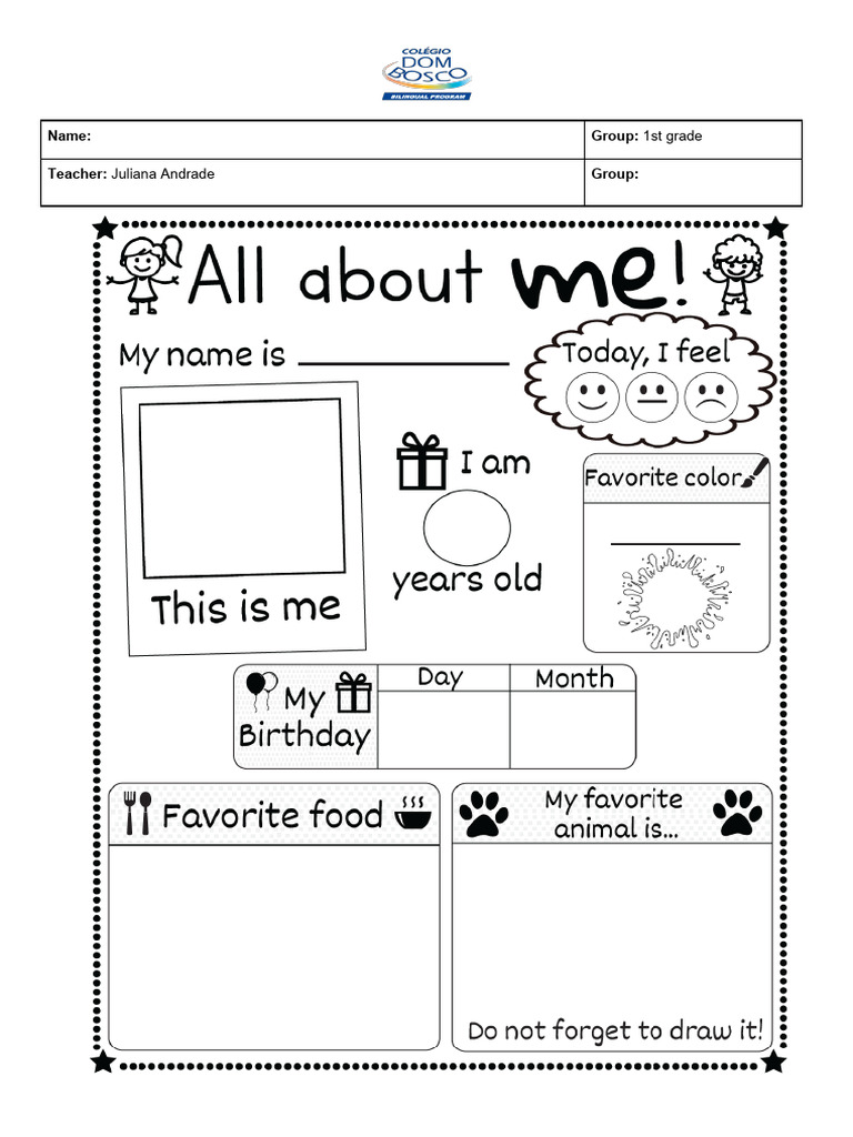 1st Grade - All About Me - 01.02 | PDF