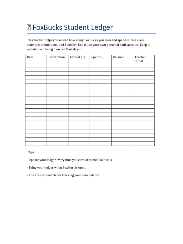 FoxBucks Student Tracker | PDF