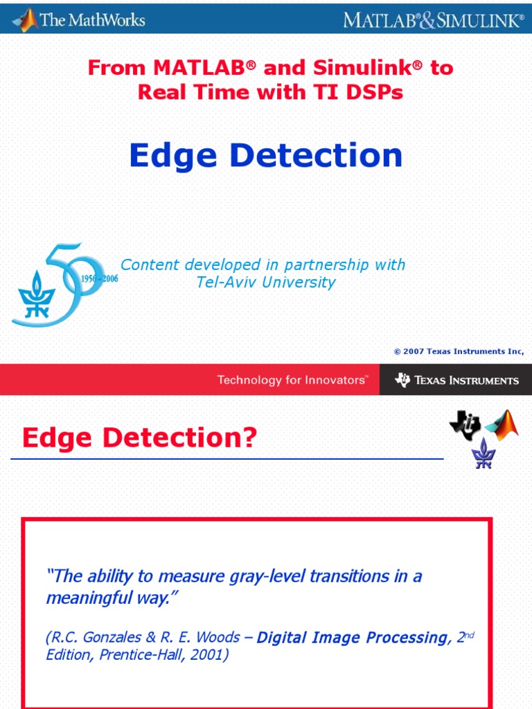 Edge Detection From Matlab And Simulink To Real Time With Ti Dsps Pdf Optics Imaging