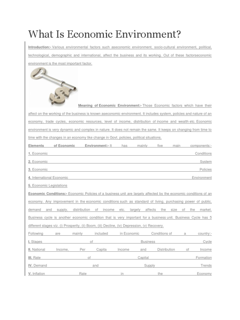 What Is Economic Environment | PDF | Economic System | Economic Policy