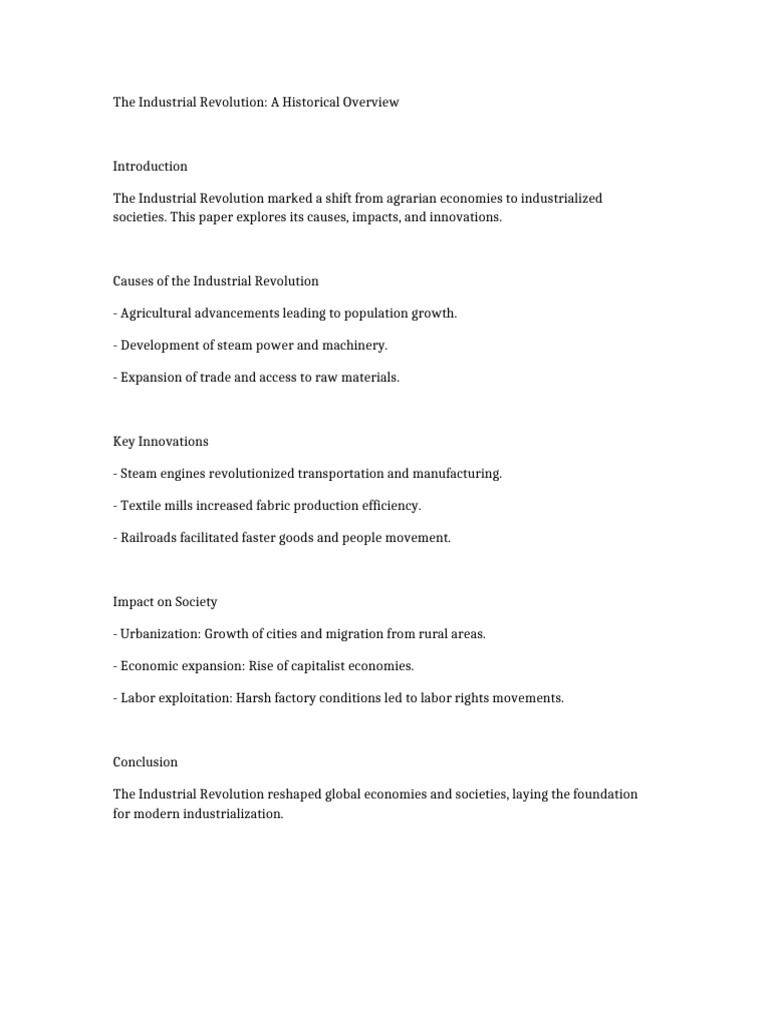 Industrial Revolution: Causes and Impacts | PDF