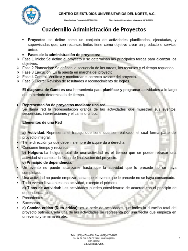 Cuadernillo Admin. Proyectos | PDF | Gestión de proyectos