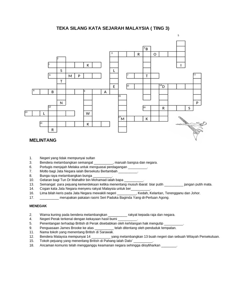 Teka Silang Kata Sejarah Malaysia F3 | PDF