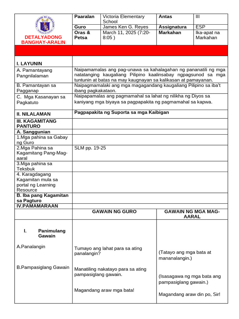 JK Lesson Plan Grade 3. 2 | PDF