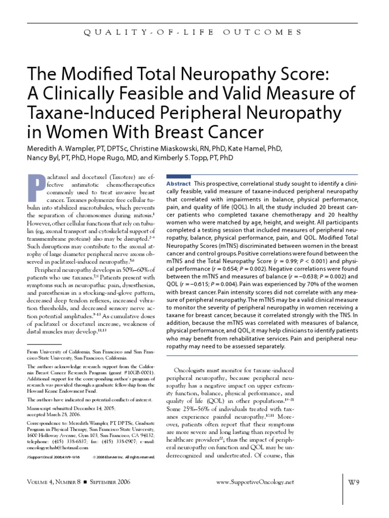 Wampler. Total Neuropathy Score | PDF | Peripheral Neuropathy | Pain