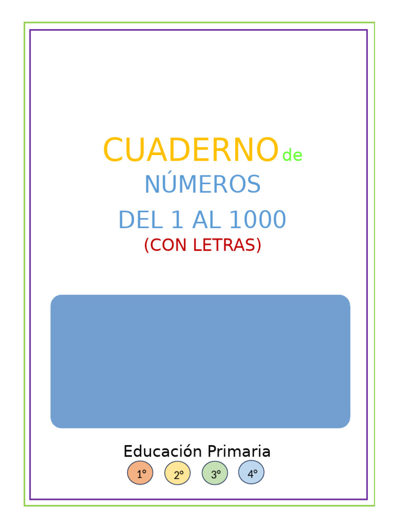 Portada Libro Numeros Del 1 Al 1000 en Letras | PDF