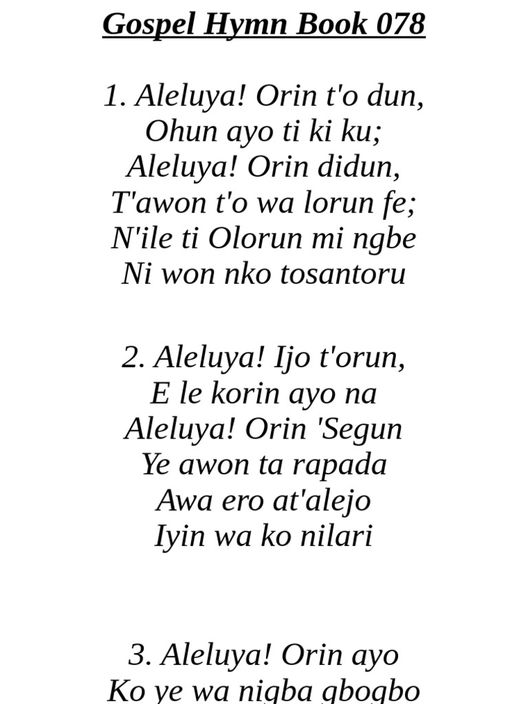 Gospel Hymn Book 078 | PDF