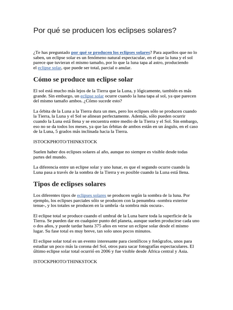 Por Qué Se Producen Los Eclipses Solares | PDF | Eclipse solar | Eclipse
