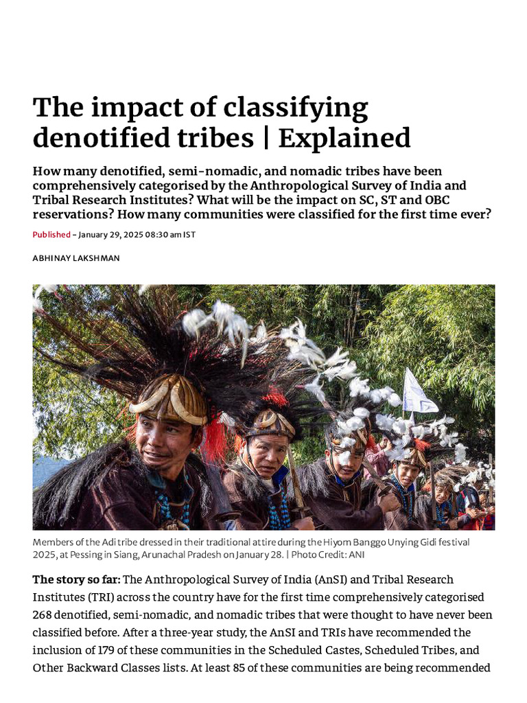 The impact of classifying denotified tribes_ Explained - The Hindu ...