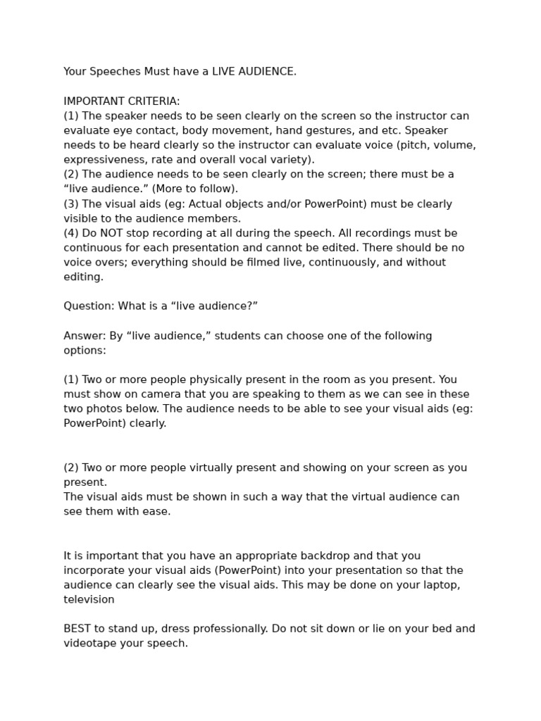 Guidelines for Live Online Speeches | PDF