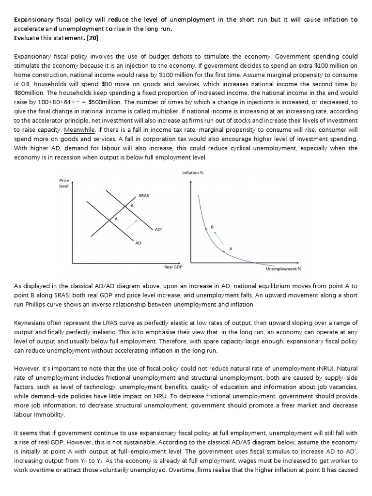 Essay Sample | PDF | Full Employment | Inflation
