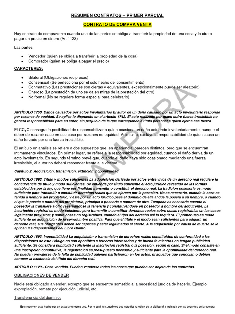 Resumen Contratos Tercer Parcial_240718_093954 | PDF | Donación | Posesión (Ley)