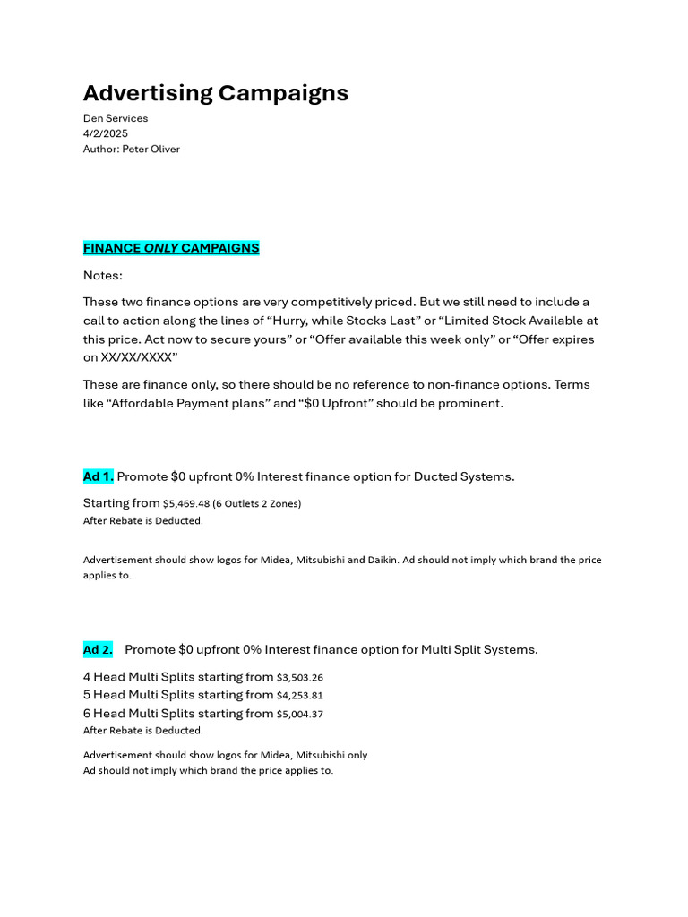 Advertising Campaigns 04022025 | PDF | Option (Finance) | Financial ...